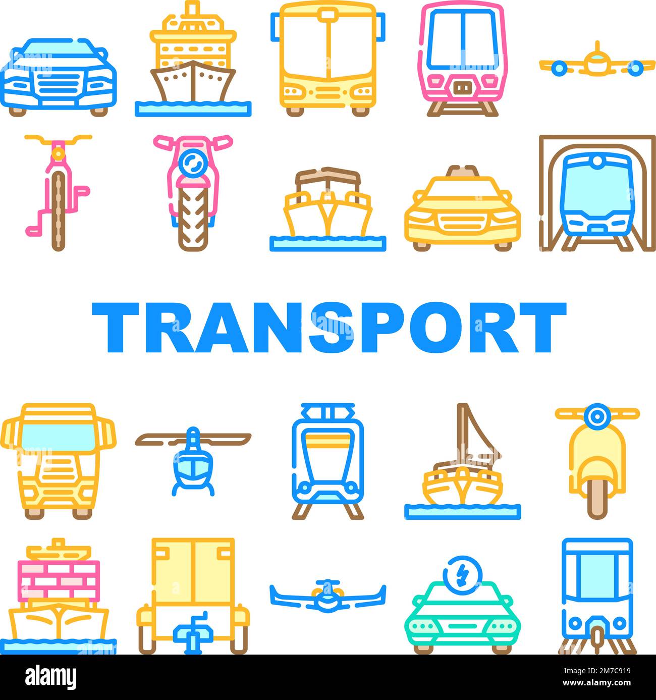 transport transportation car icons set vector Stock Vector Image & Art ...