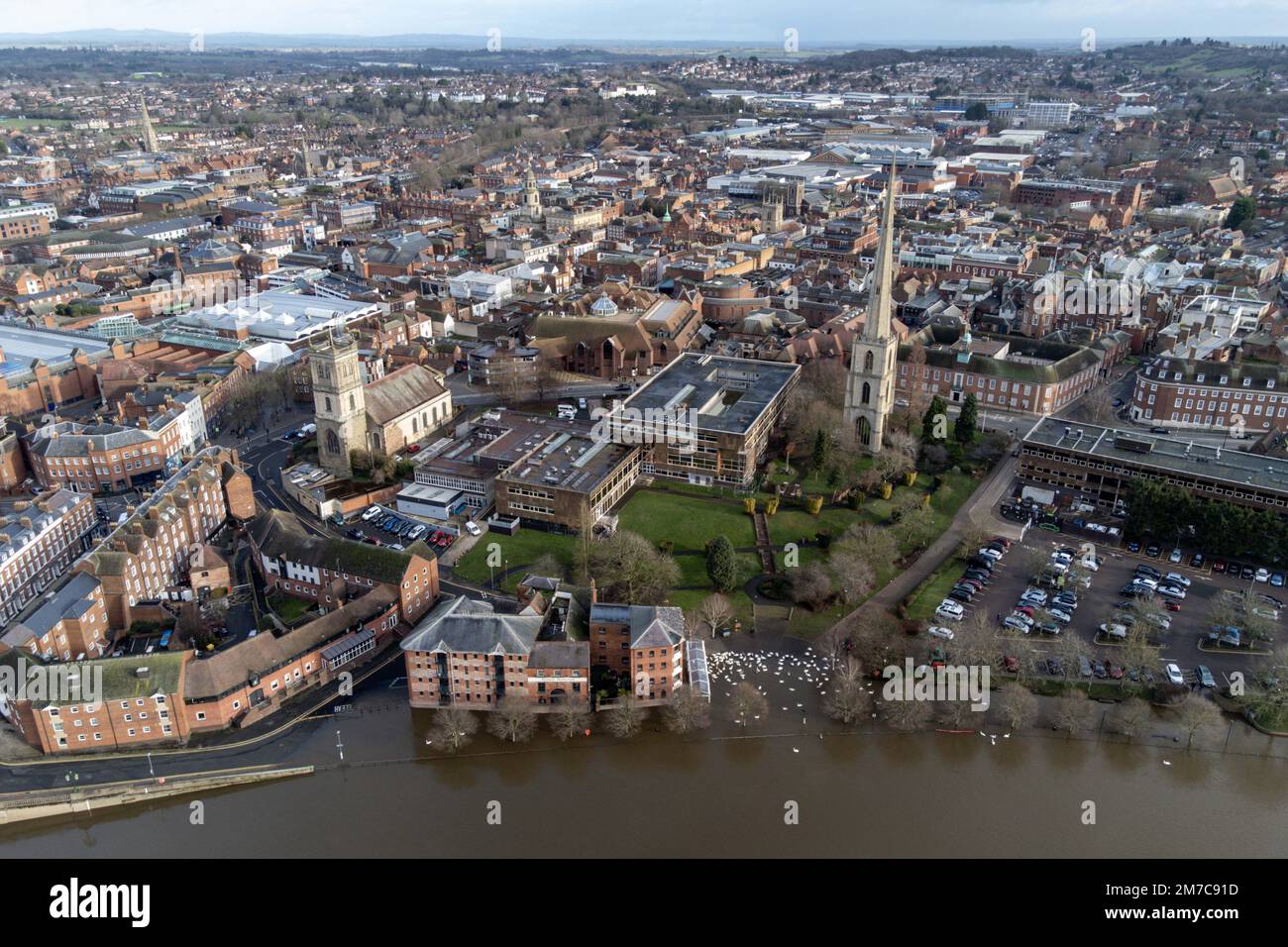 The Overflowing River Severn In Worcester Following Persistent Rain