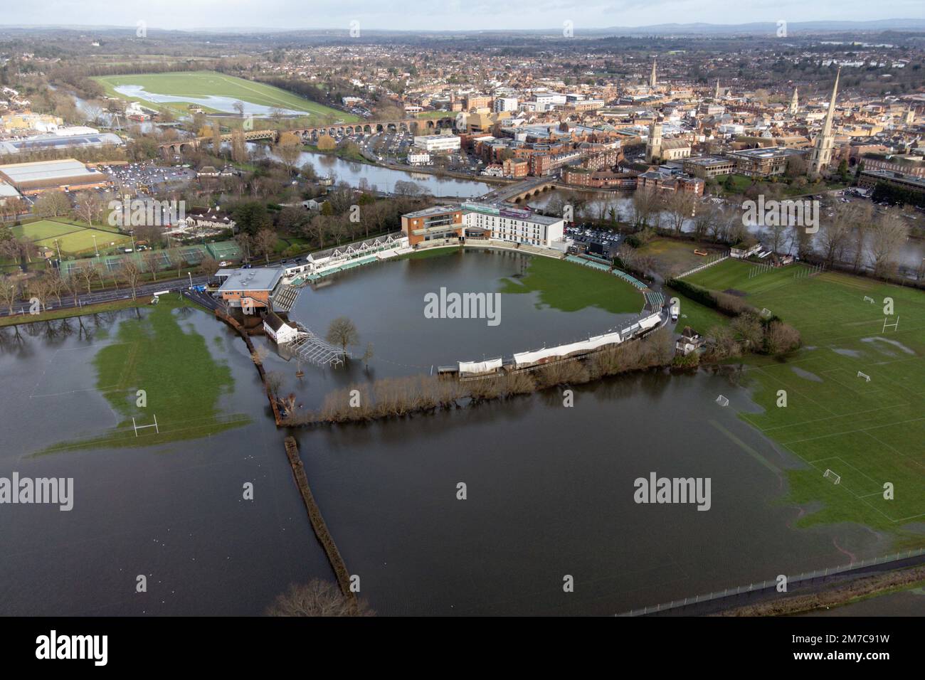 The Flooded New Road Cricket Ground In Worcester Following Persistent