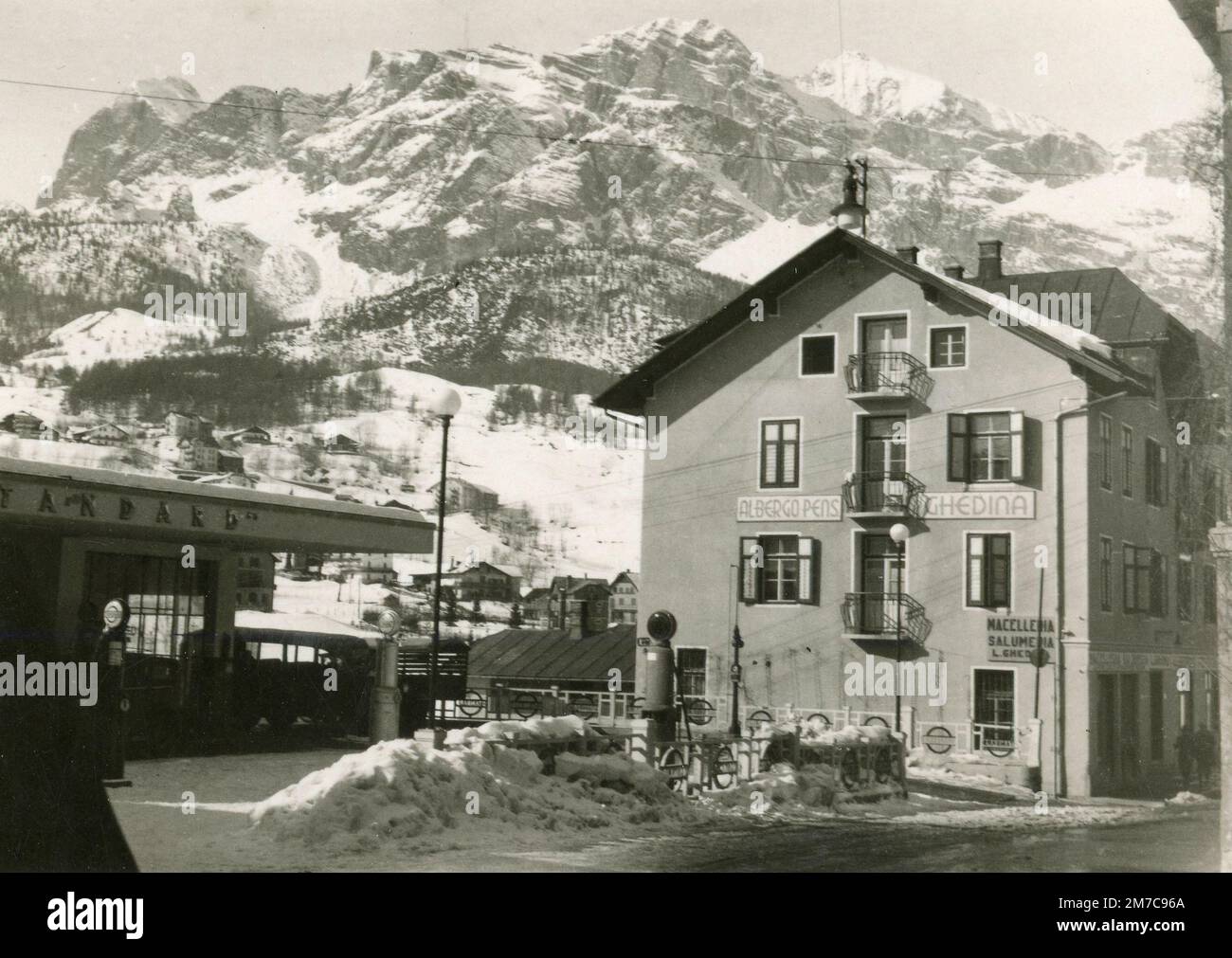 View of the Albergo Pensione Ghedina, Italy 1950s Stock Photo - Alamy