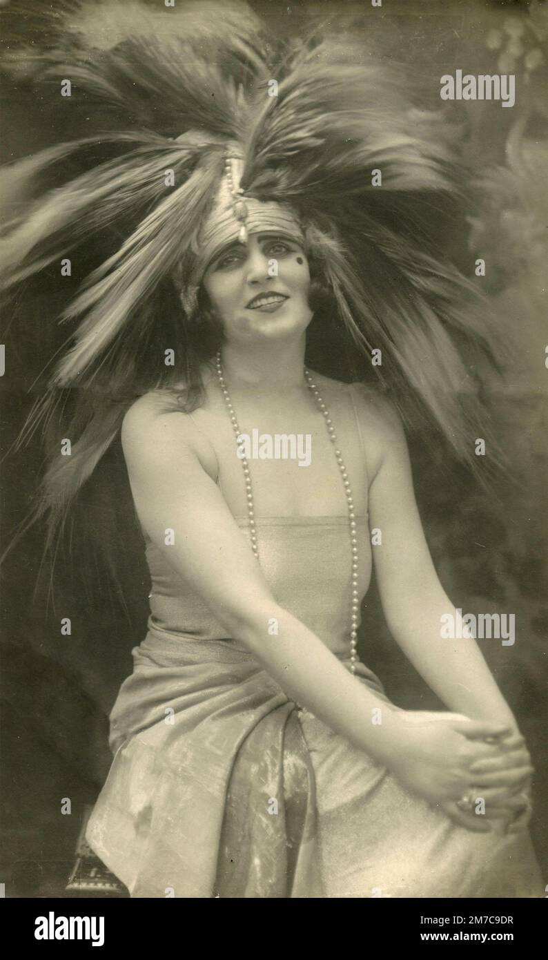 Portrait of Italian silent film actress Nella Regini in the movie Luna ...