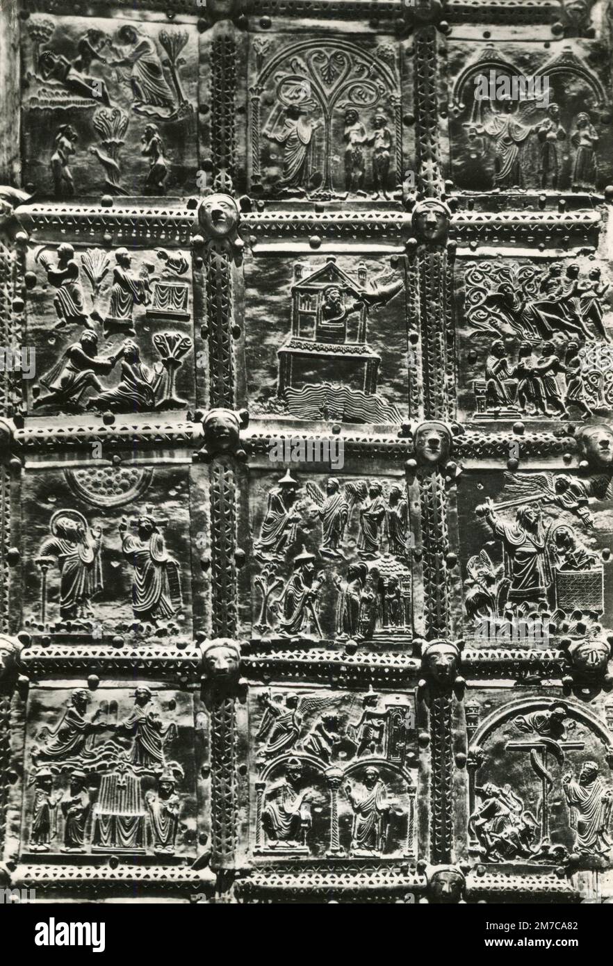 The decorations on the bronze portal of the cathedral of San Zeno ...