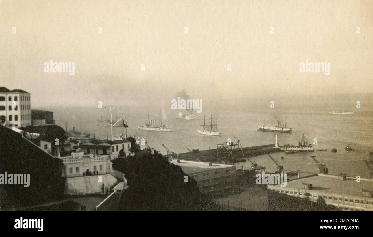 View of the entrance to the port in Valparaiso, Chile 1920s Stock Photo ...