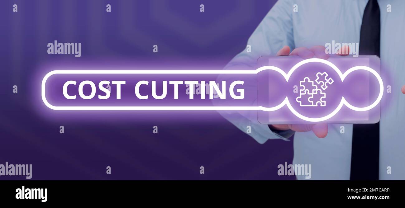 Conceptual display Cost Cutting. Business approach Measures implemented ...