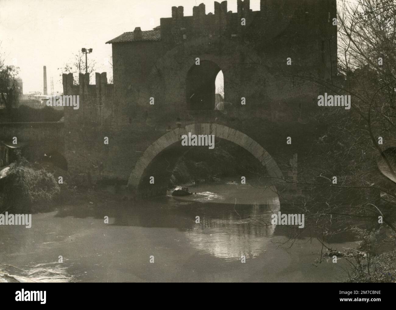 Tazio Bridge or Nomentano Bridge on the river Aniene, Rome, Italy 1960s ...