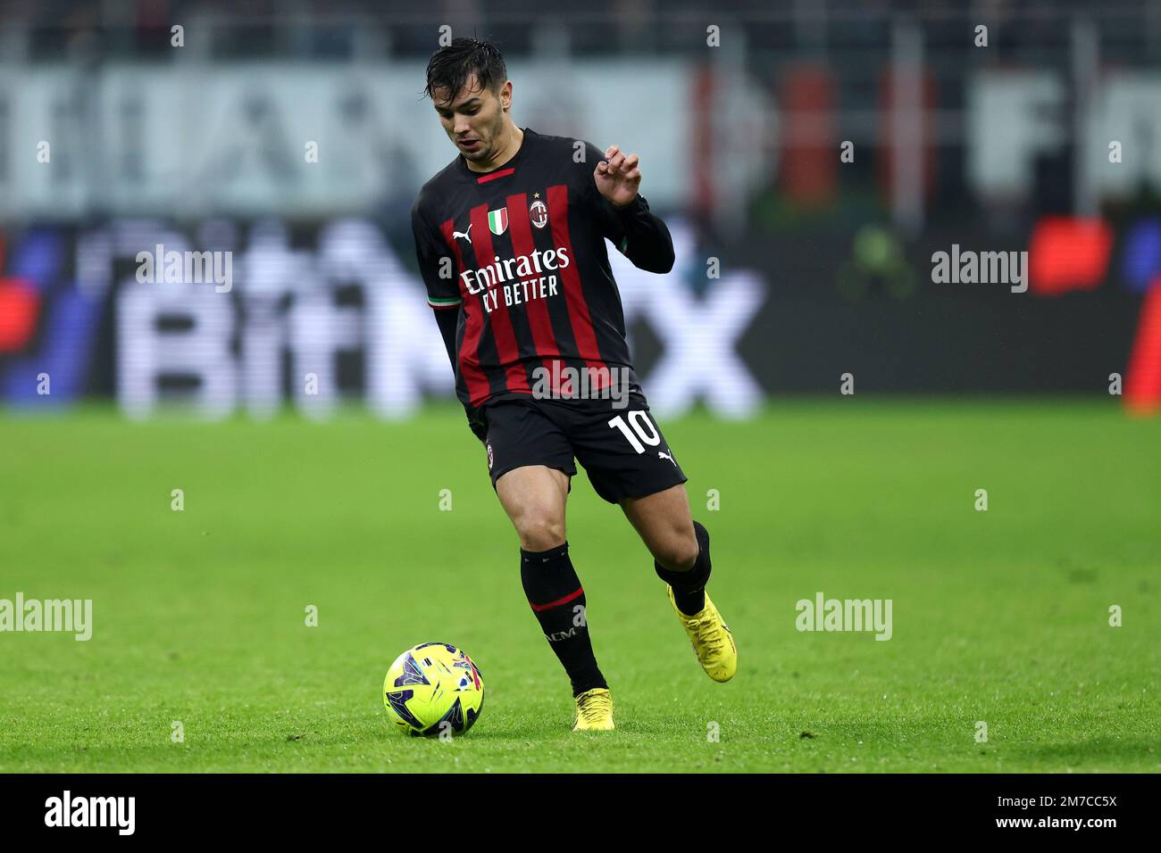Milano, Italy. 08th Jan, 2023. Brahim Diaz of Ac Milan controls the ...