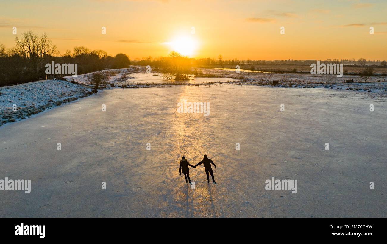 Picture dated December 15th show a vast natural ice rink near Ely in ...