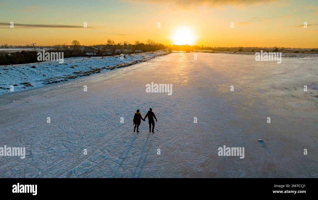 Picture dated December 15th show a vast natural ice rink near Ely in ...