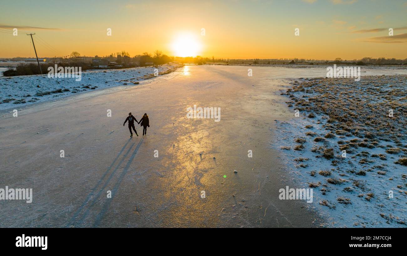 Picture dated December 15th show a vast natural ice rink near Ely in ...