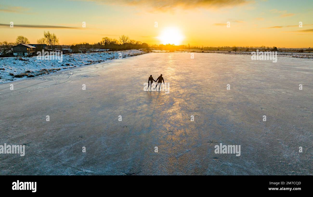 Picture dated December 15th show a vast natural ice rink near Ely in ...