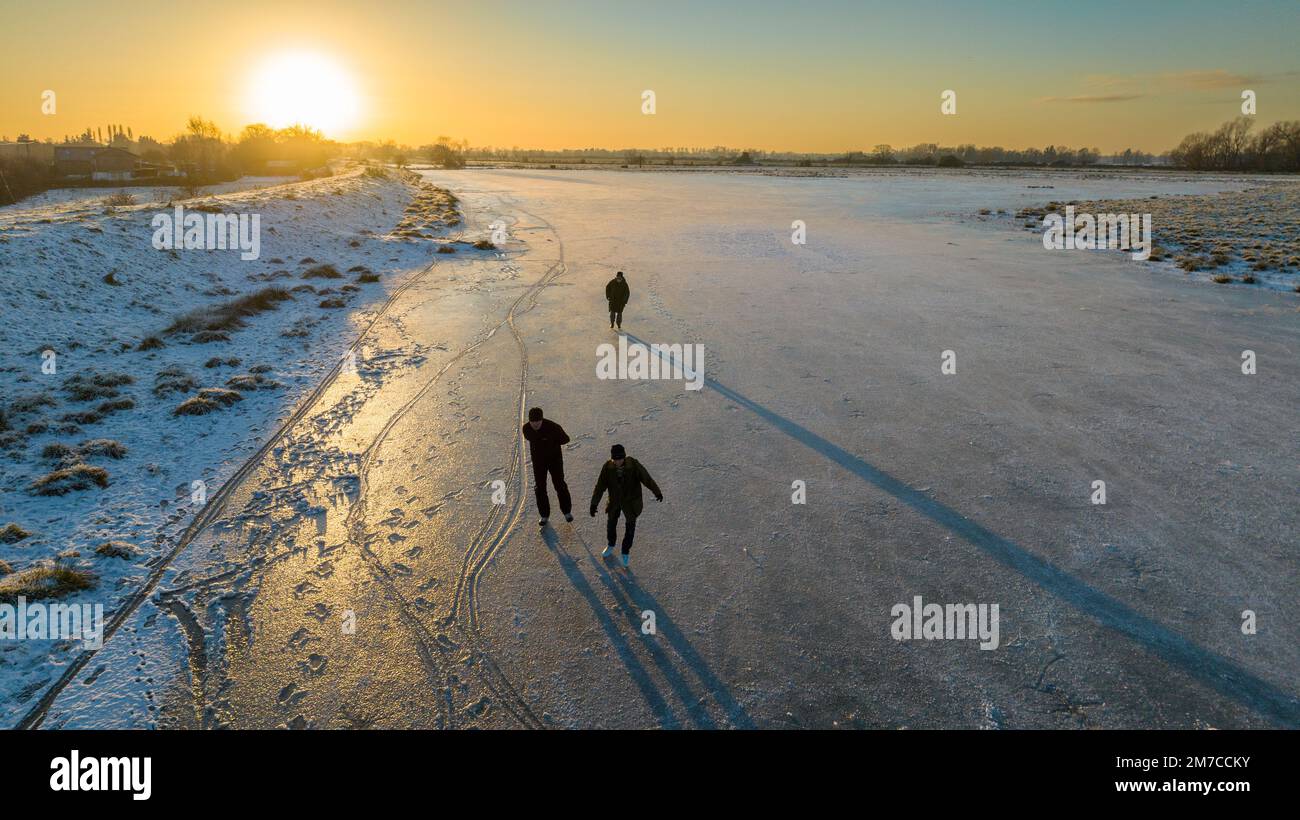 Picture dated December 15th show a vast natural ice rink near Ely in ...