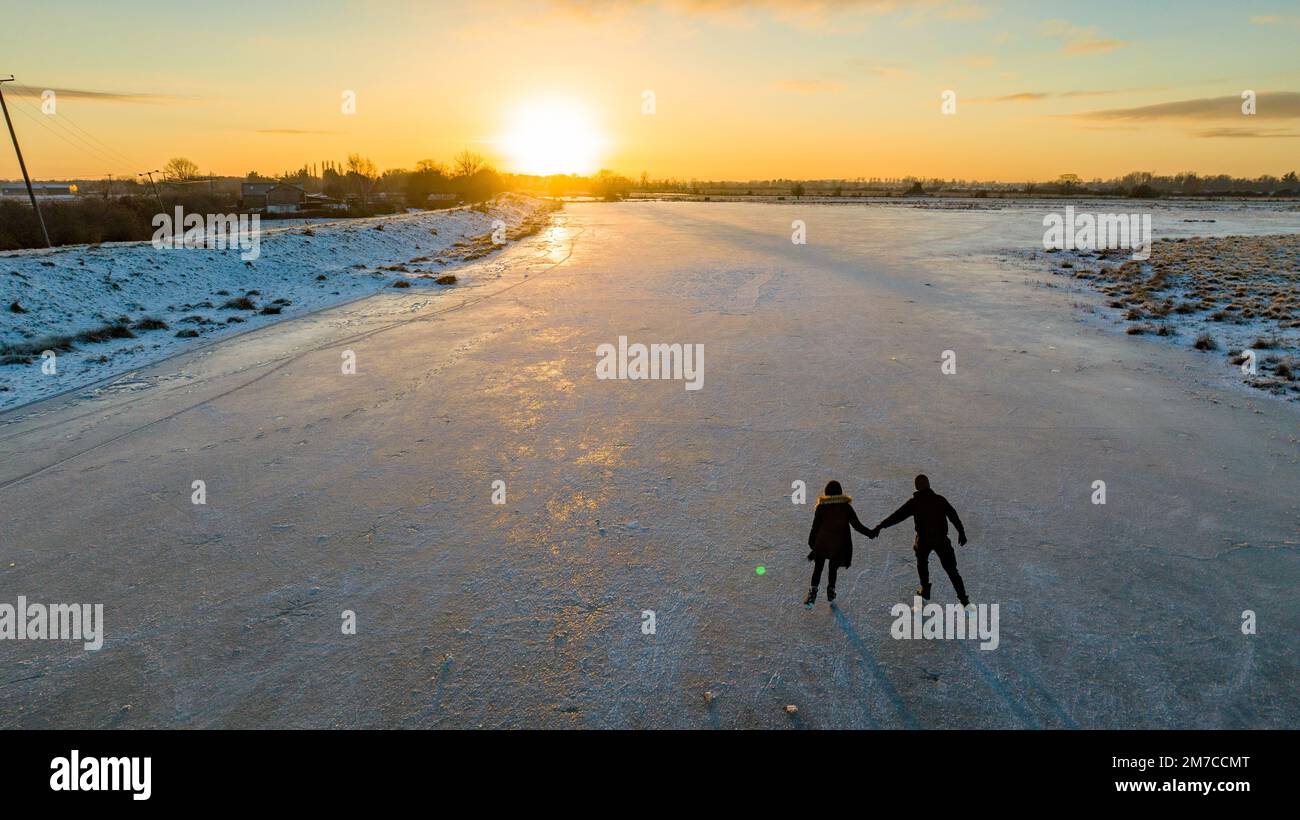 Picture dated December 15th show a vast natural ice rink near Ely in ...