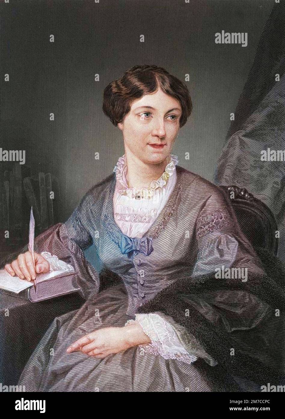 Portrait de Harriet Martineau (1802-1876), ecrivaine anglaise. Gravure ...