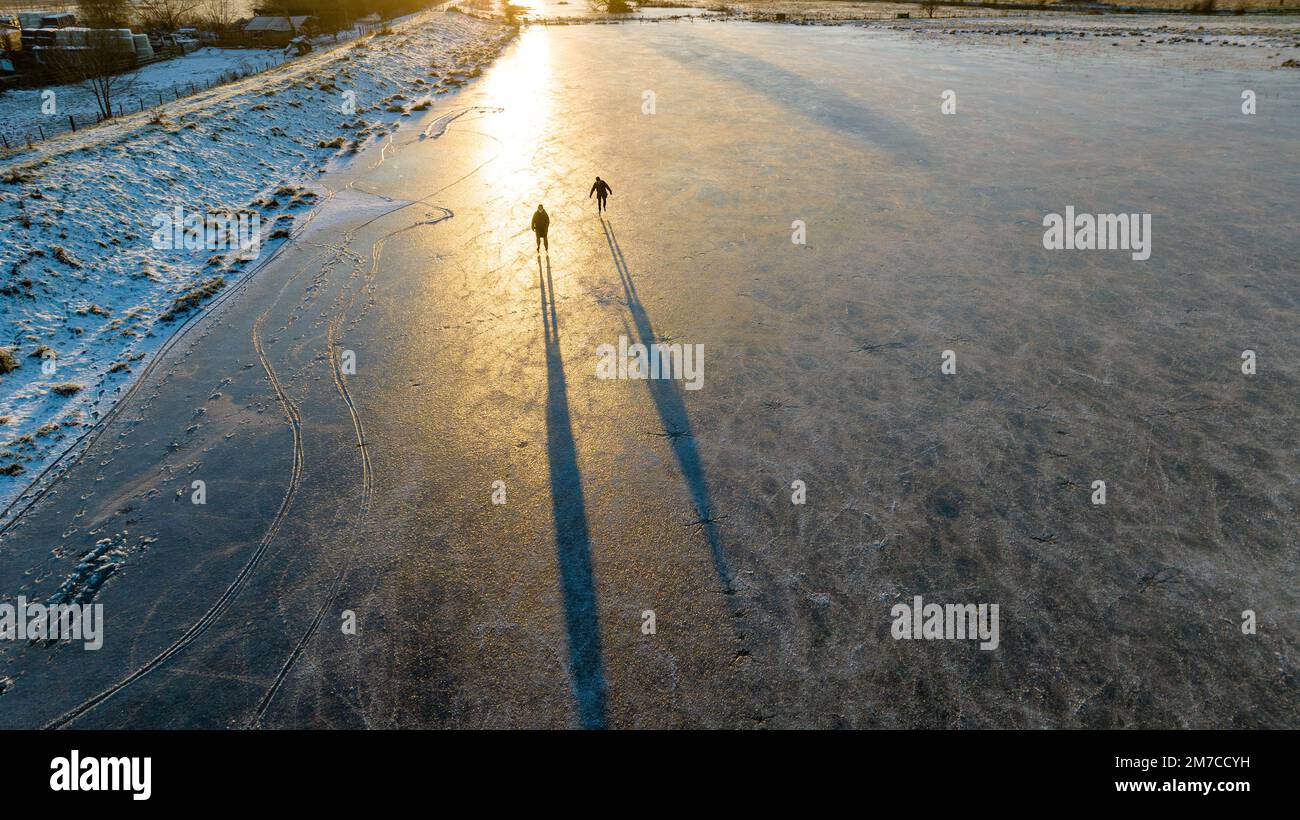 Picture dated December 15th show a vast natural ice rink near Ely in ...