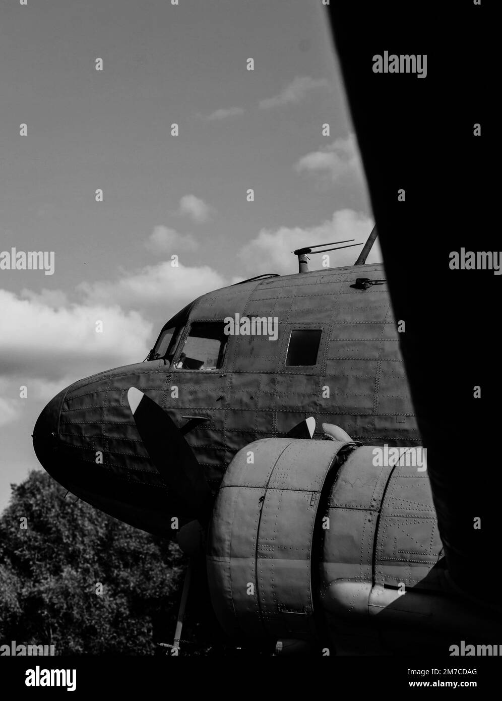 vintage military aircraft. Old propeller airplane Stock Photo - Alamy