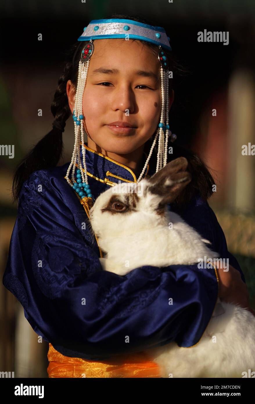 Engshigelen Sandagsuren, 11, with Poppy the rabbit at Dublin City Farm ...