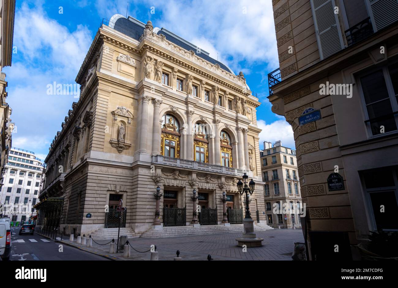 Exterior view of the Opéra-Comique National Theater, also known as the ...