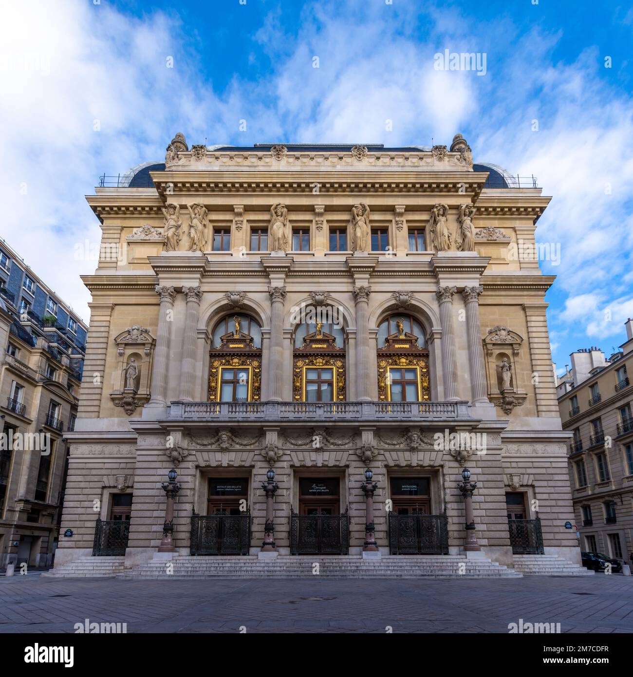 Exterior view of the Opéra-Comique National Theater, also known as the ...