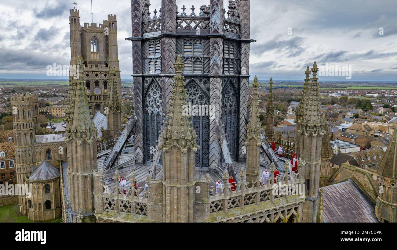 Choristers sang on the highest part of magnificent Ely Cathedral in ...