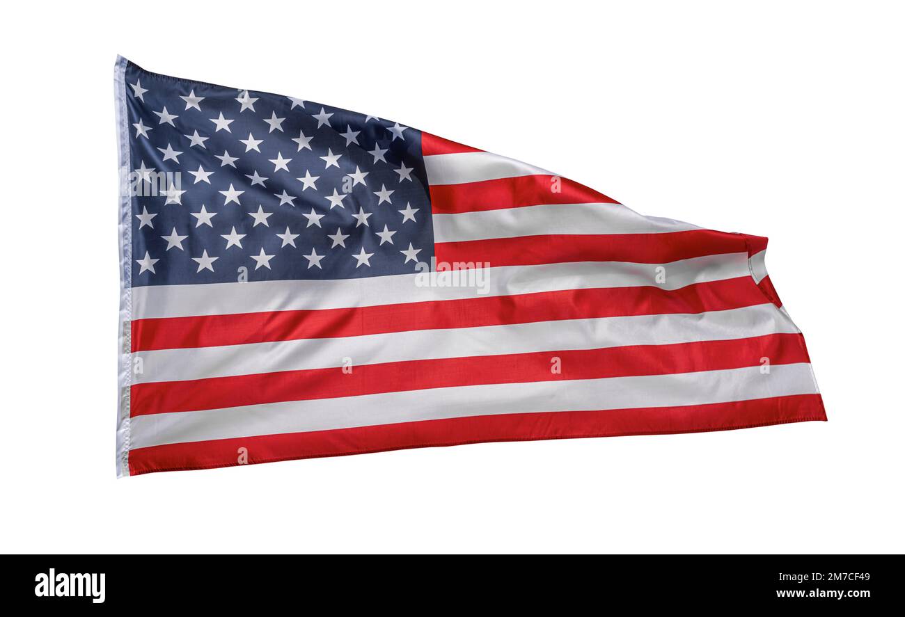 Us flag waving on pole Cut Out Stock Images & Pictures - Alamy