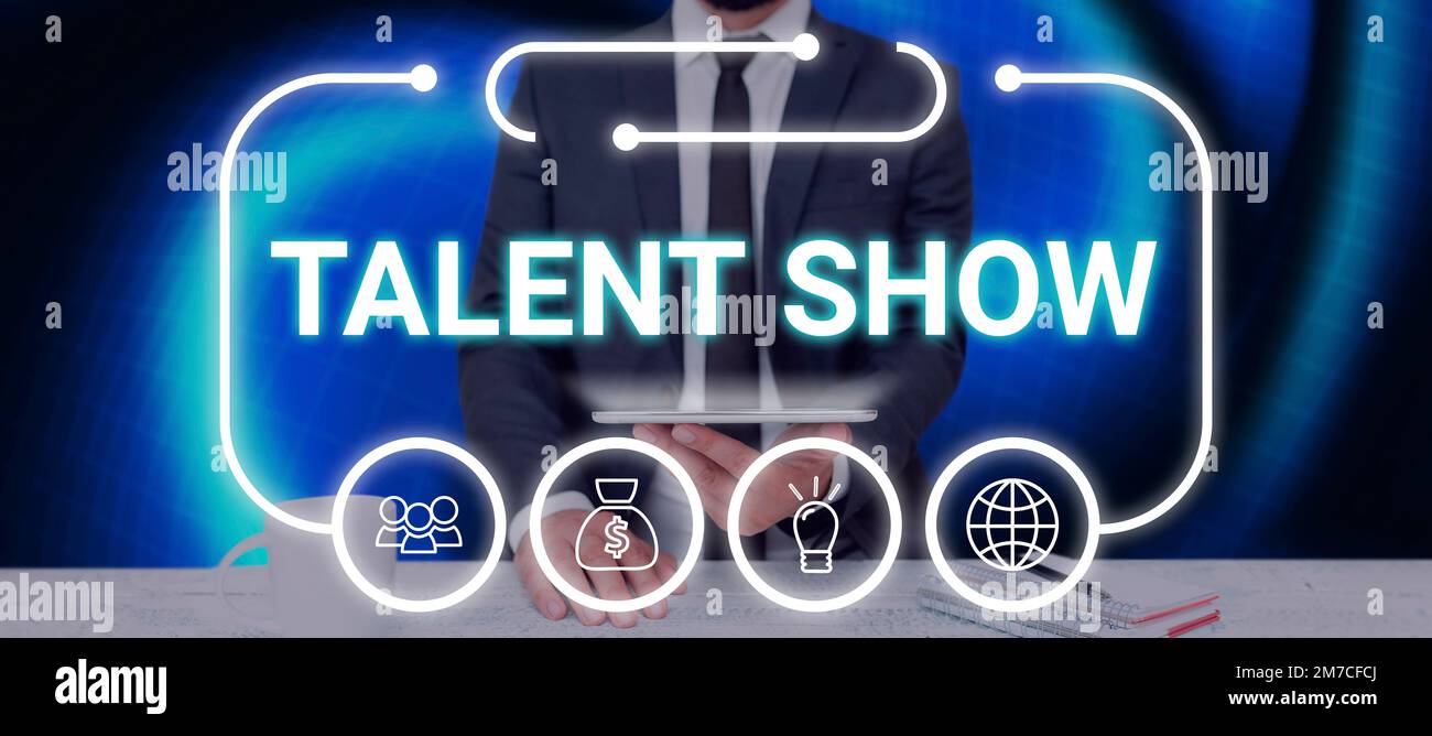 Conceptual caption Talent Show. Business showcase Competition of ...
