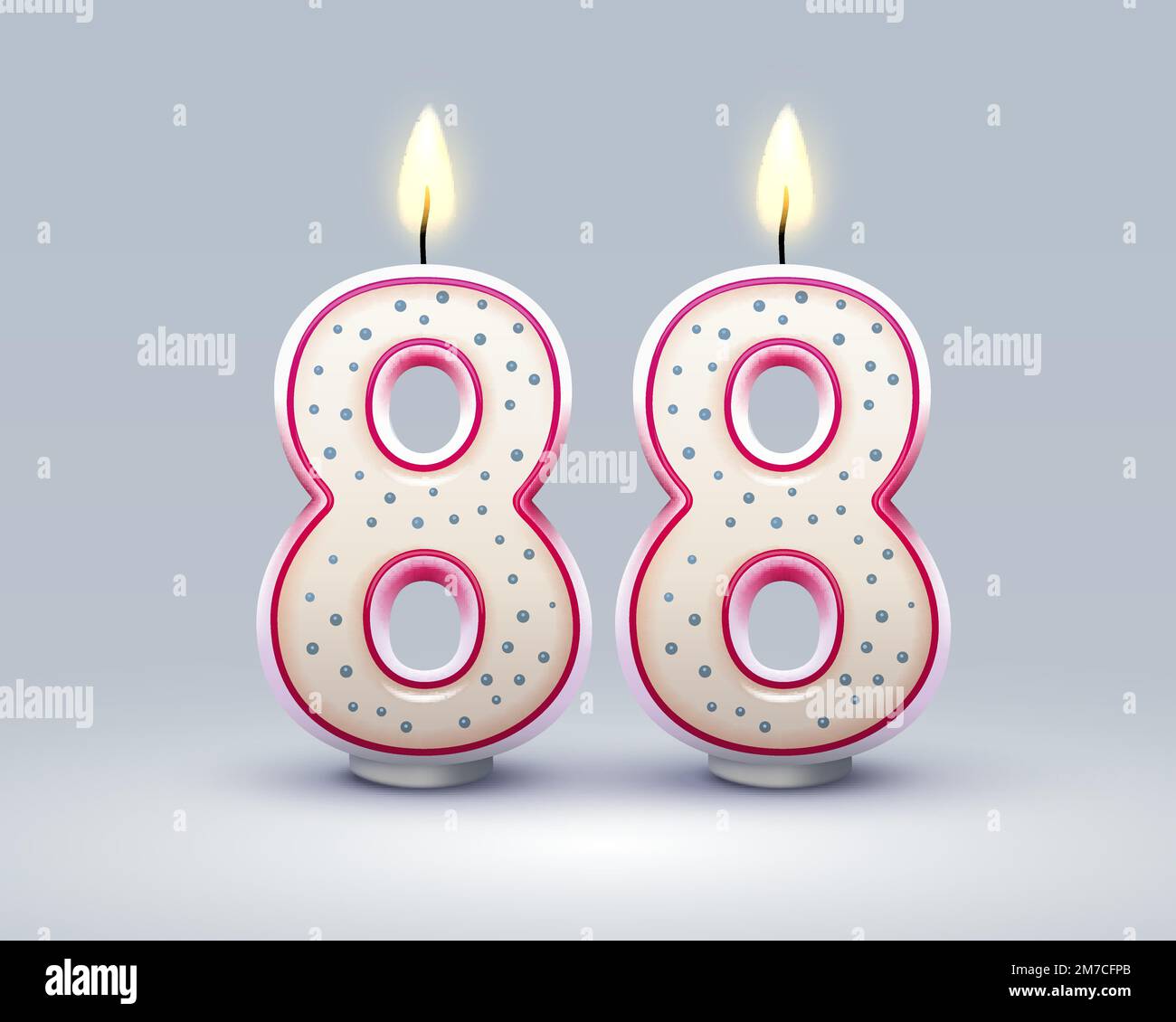 Happy Birthday years. 88 anniversary of the birthday, Candle in the form of numbers. Vector ...