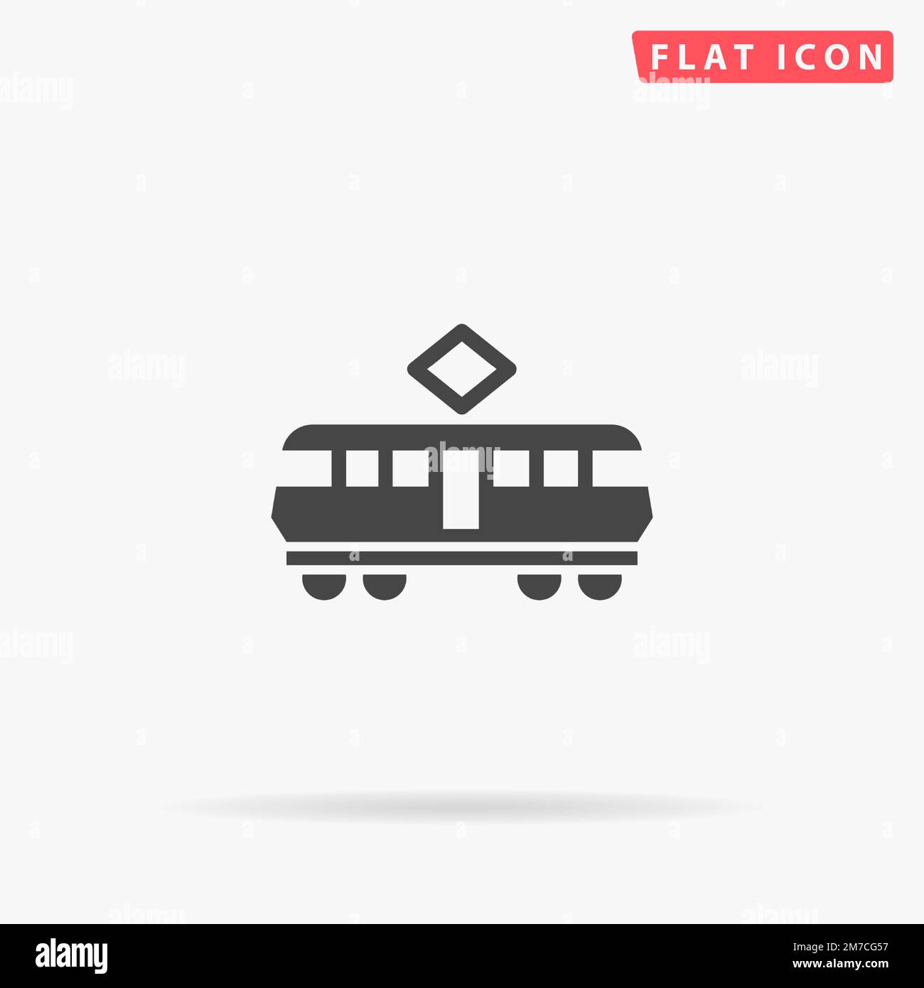 Tram flat vector icon. Hand drawn style design illustrations Stock ...