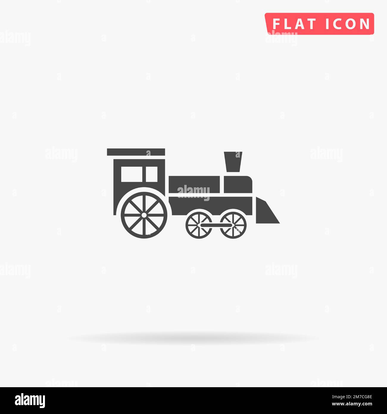 Locomotive flat vector icon. Hand drawn style design illustrations ...