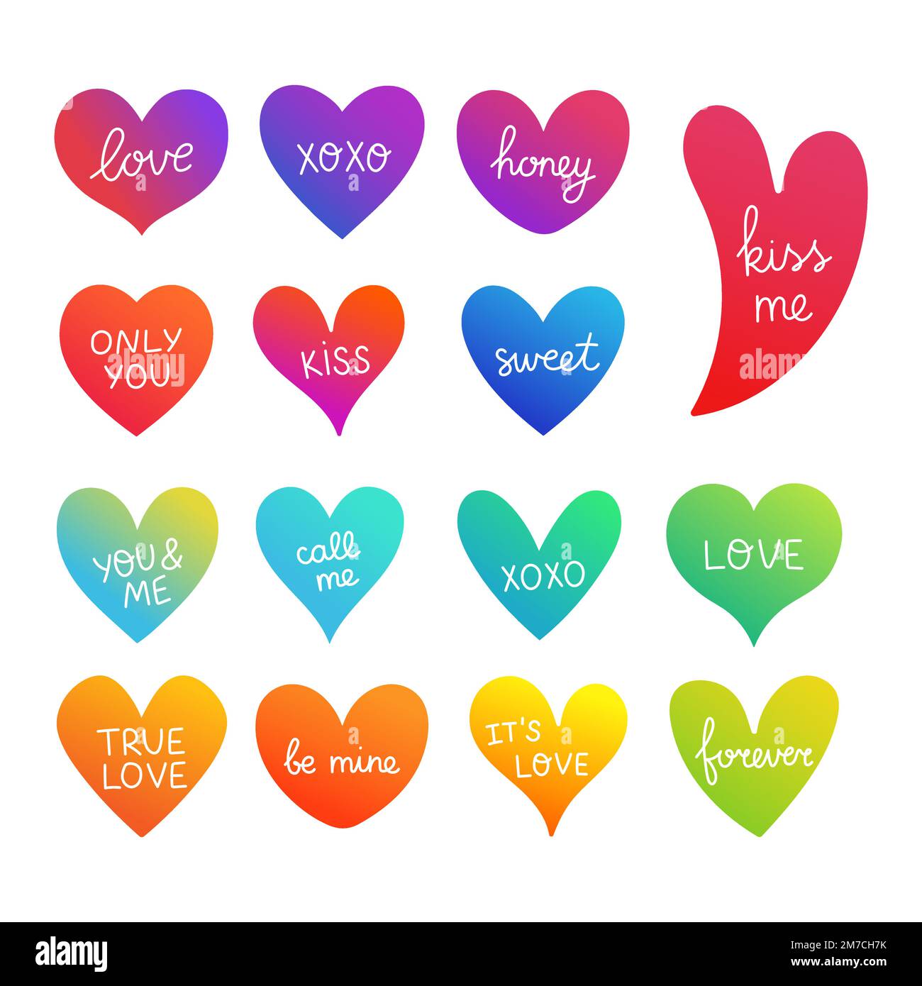 Hearts set. Hand drawn hearts vector. Design elements for Valentines ...