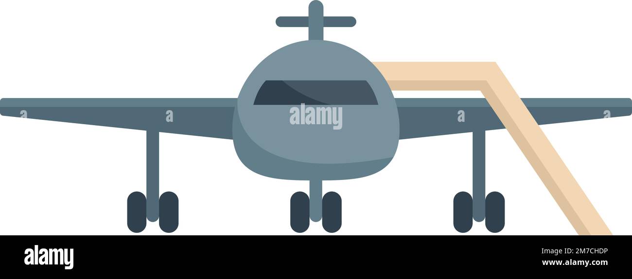 Airplane stairs icon flat vector. Airport support. Cargo truck isolated ...