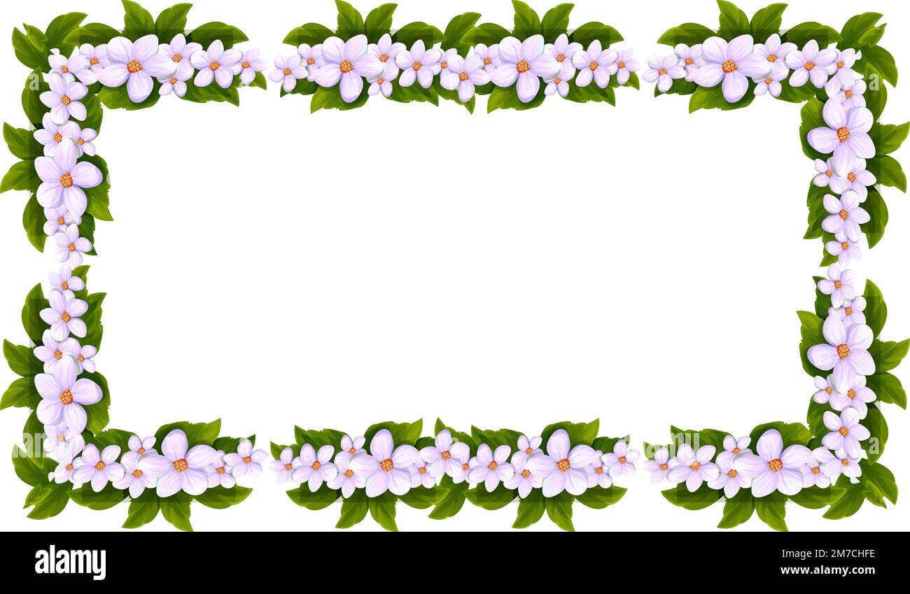 Frame floral corner, elegant decoration in cartoon style, border isolated on white background ...