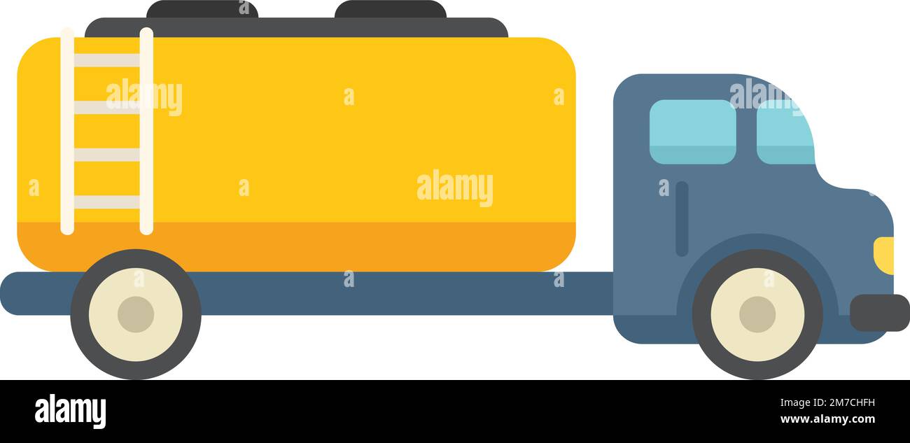 Airplane tank truck icon flat vector. Ground airport. Support aircraft ...