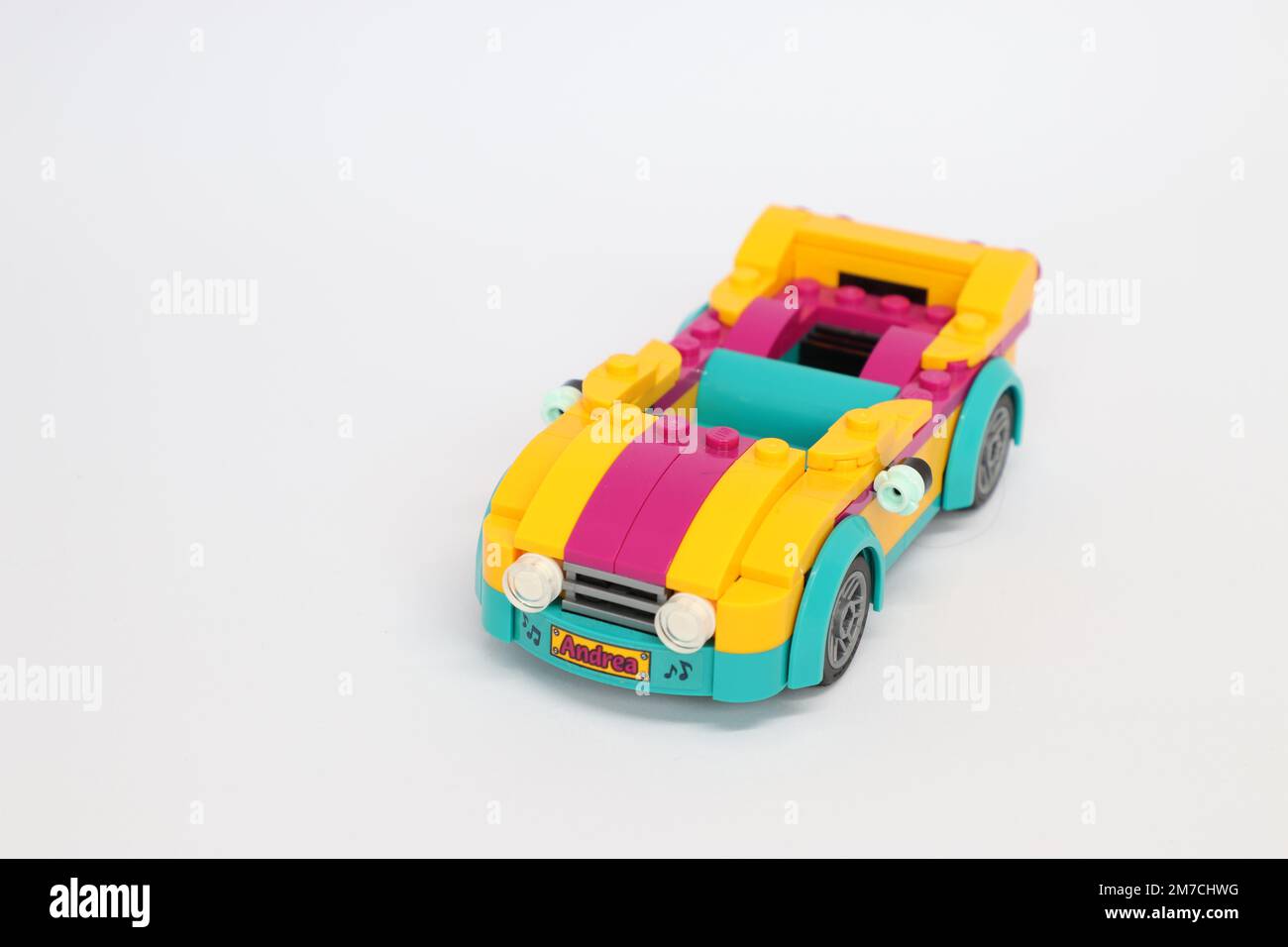 a colorful lego race car isolated on white Stock Photo - Alamy