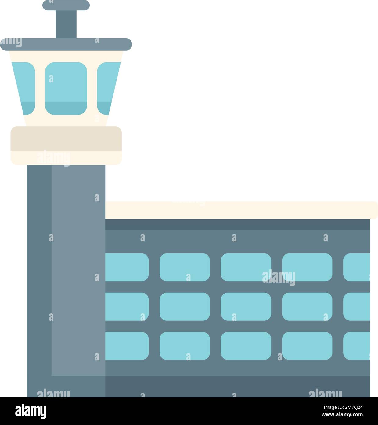 Airport tower icon flat vector. Ground support. Boarding flight ...