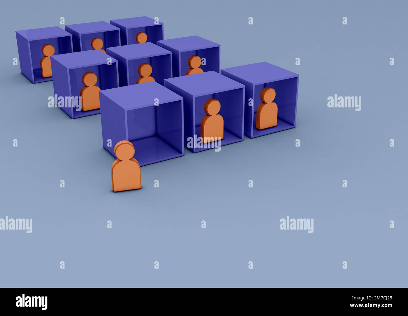 Cubes with people following a path and only one person thinking ...