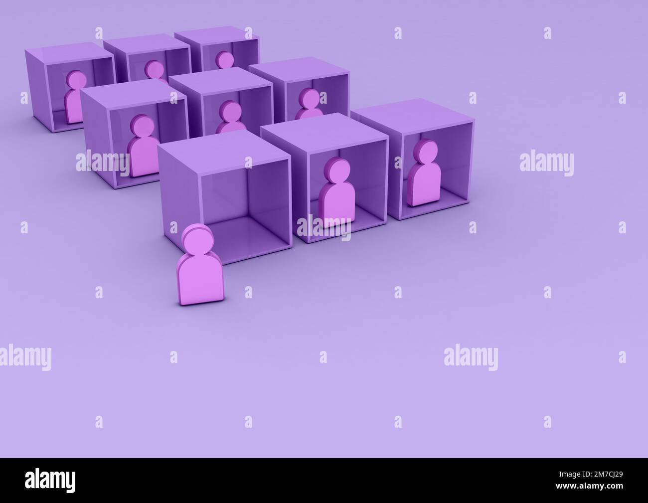 Cubes with people following a path and only one person thinking ...