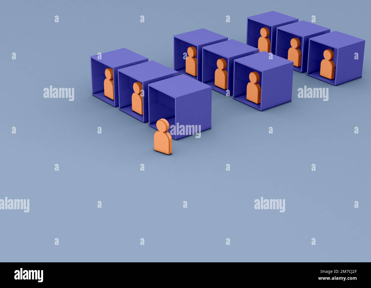 Cubes with people following a path and only one person thinking ...