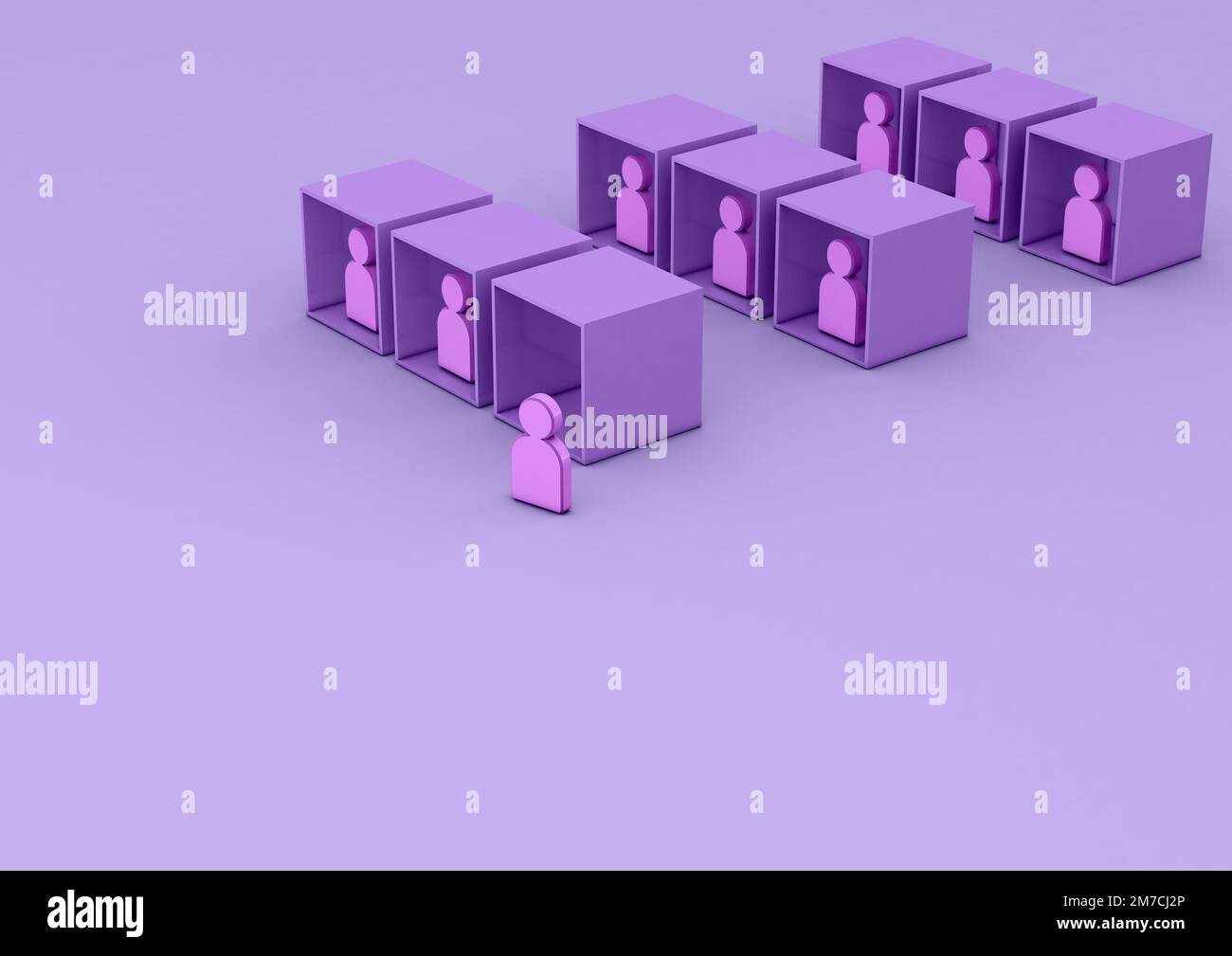 Cubes with people following a path and only one person thinking ...