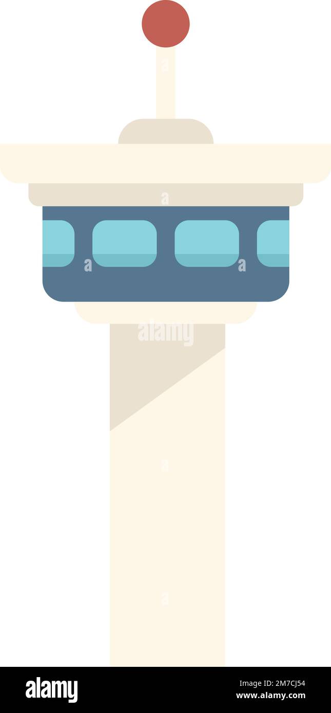 Aiport plane tower icon flat vector. Ground support. Cargo aviation ...