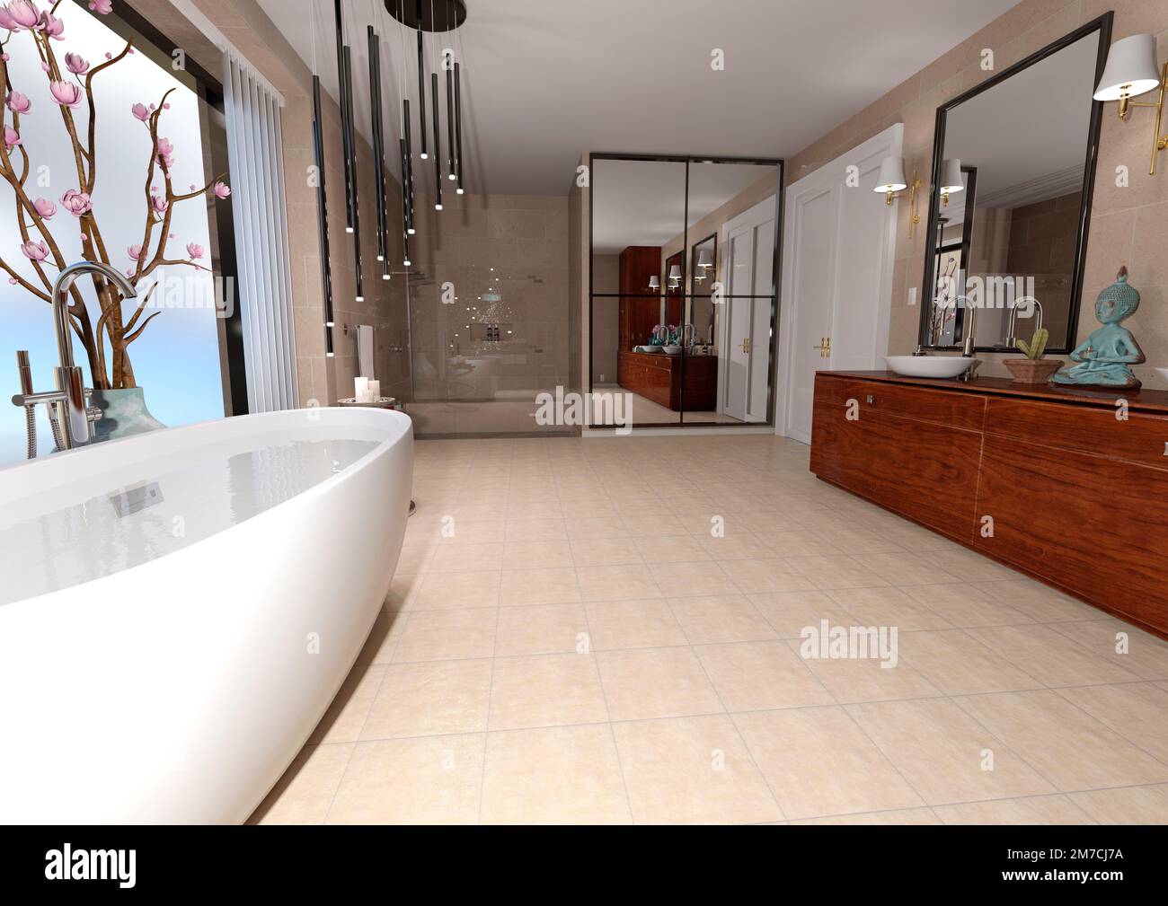 3D rendering of a luxury bathroom interior Stock Photo - Alamy