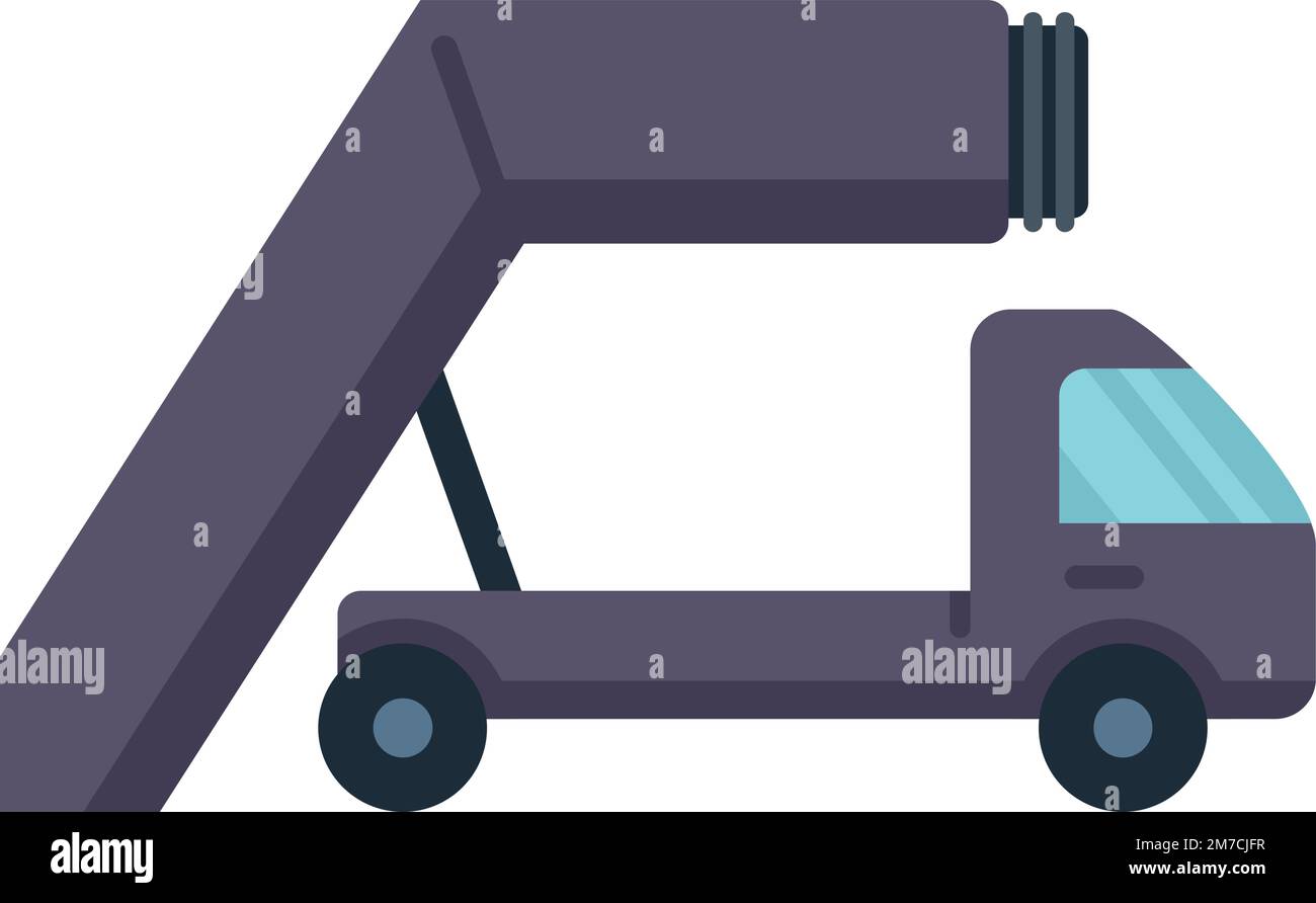 Airport ground support icon flat vector. Truck equipment. Runway bus ...