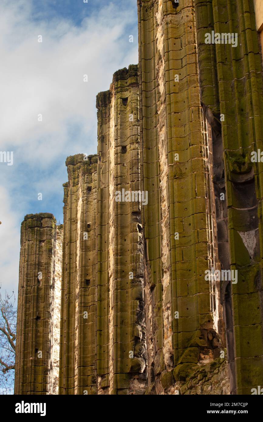 Gothic pillars in the sun. An unfinished religious construction Stock ...