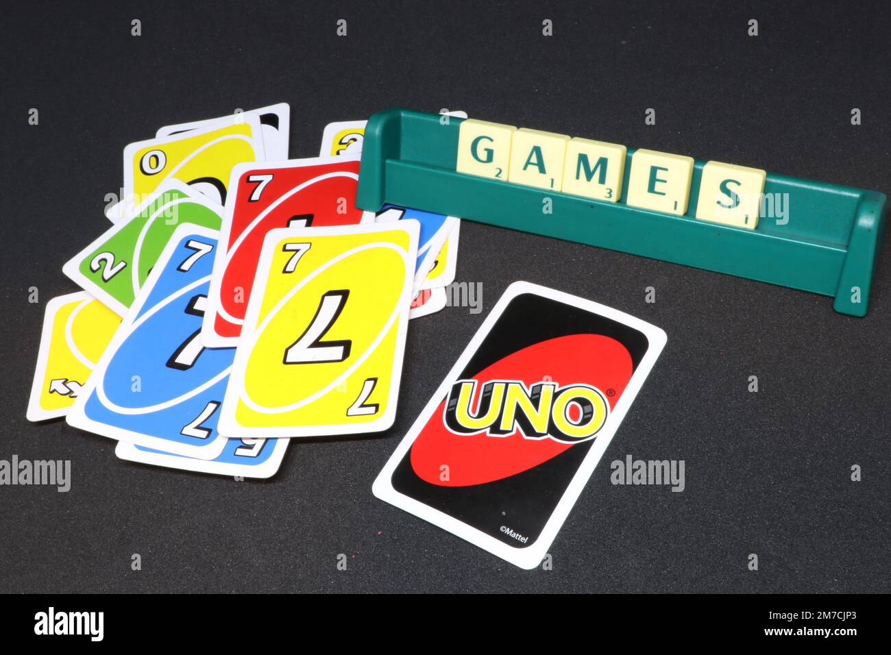 A games night concept showing scrabble tiles spelling out the word ...