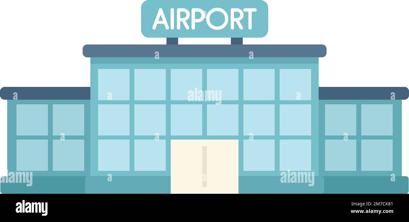 Airport building icon flat vector. Flight travel. Plane trip isolated ...