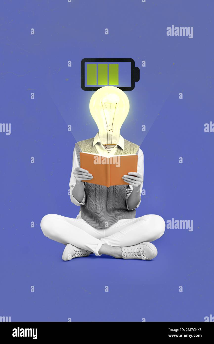 Creative photo 3d collage artwork poster picture of clever person open ...