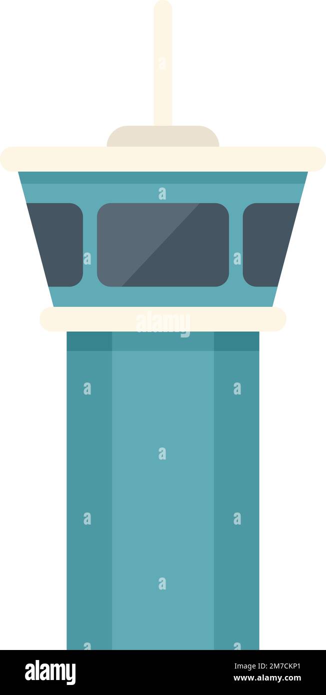 Airport tower icon flat vector. Airplane flight. Travel trip isolated ...