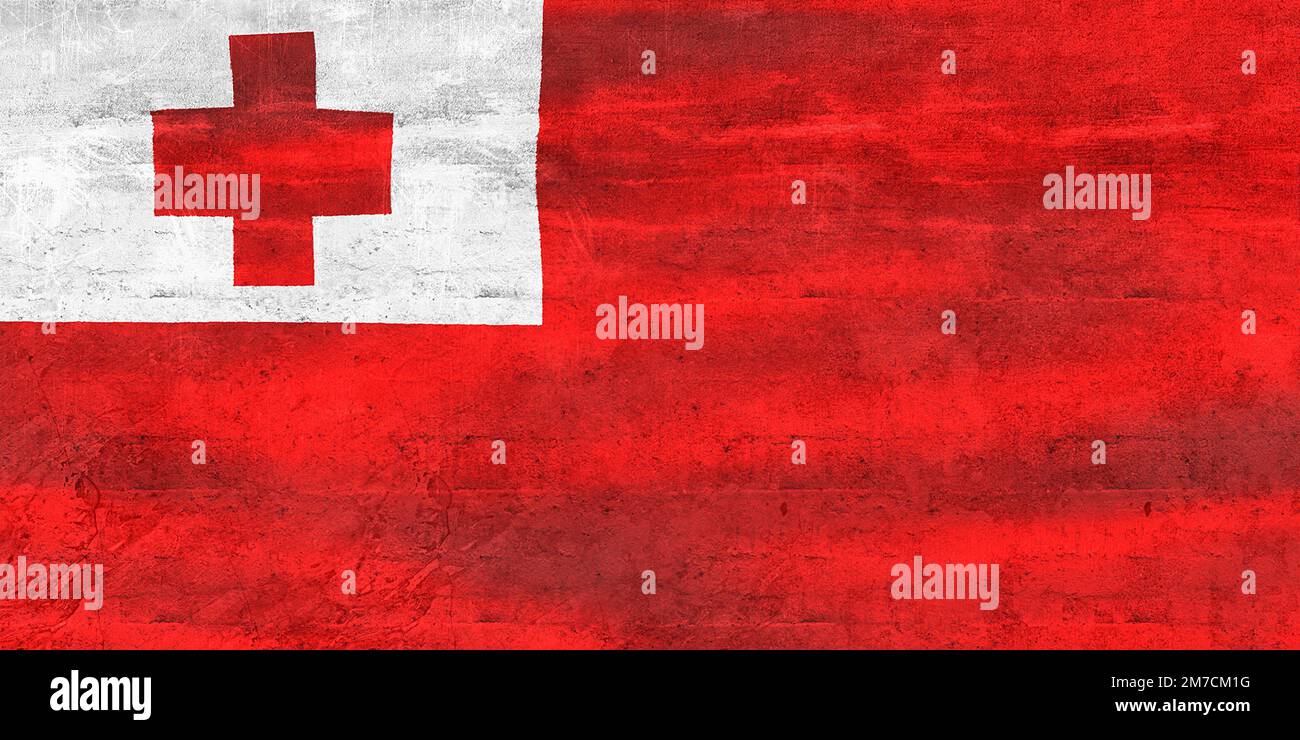 3D-Illustration of a Tonga flag - realistic waving fabric flag Stock ...