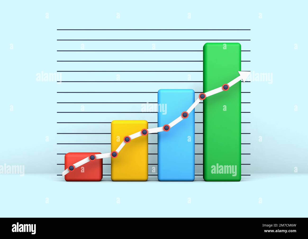 3D illustration of a finance chart. Bullish investment graph, stock ...
