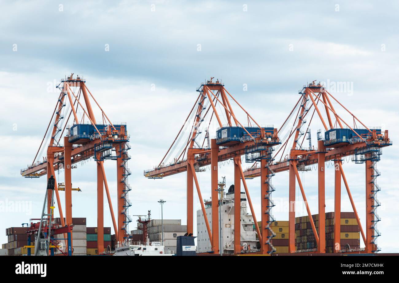 December 2, 2022 Mersin, Turkey: Operation of a large international cargo container port. Large ...