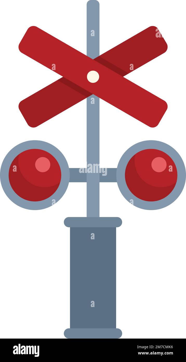 Cross railroad icon flat vector. Road safety. Gate traffic isolated ...